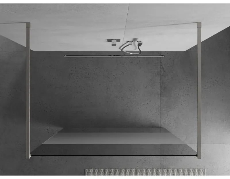 Mexen Kioto, sprchová zástěna Walk-In 100 x 200 cm, 8mm čiré sklo-námraza, broušená ocel profil, 800-100-002-97-35
