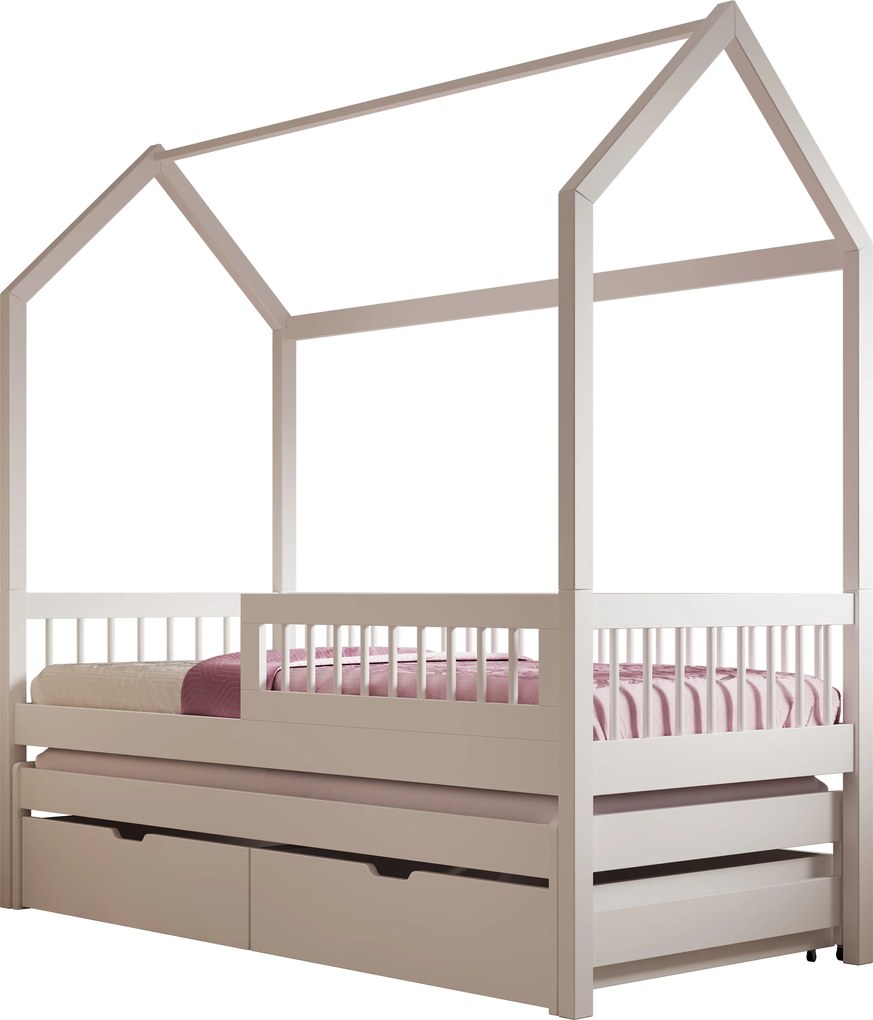 ADRK Furniture Postel Domek Artes II s matrací CH-ART-II-W-200-M