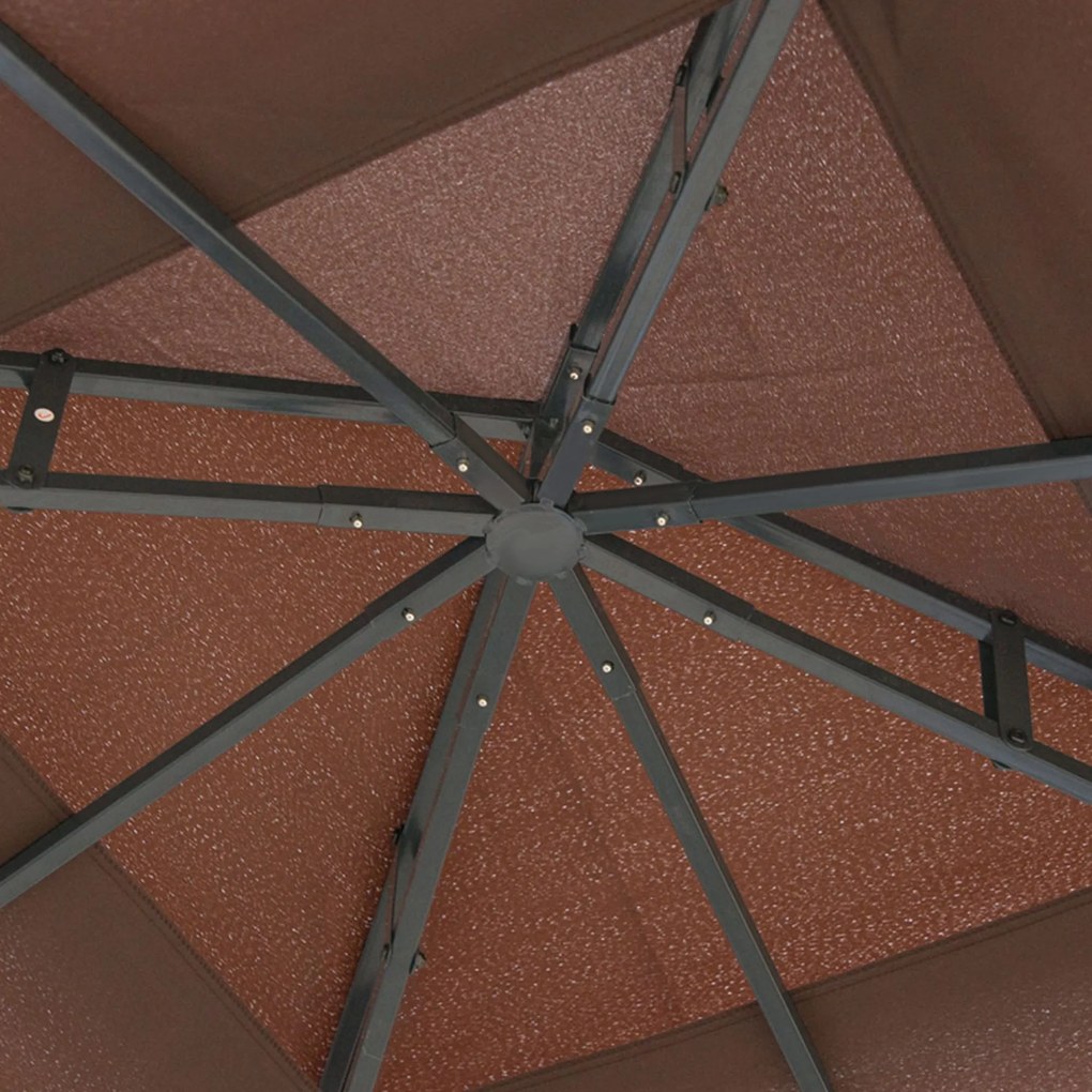 Zahradní altán Outsunny s moskytiérou a bočními panely, party stan s dvojitou střechou, zahradní gazebo 2,97x2,97m