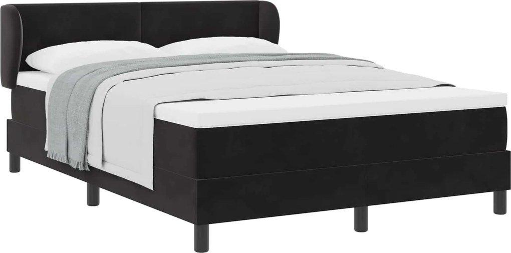 Postel s boxspringem s čelo Černá 160 x 200 cm samet 3340396