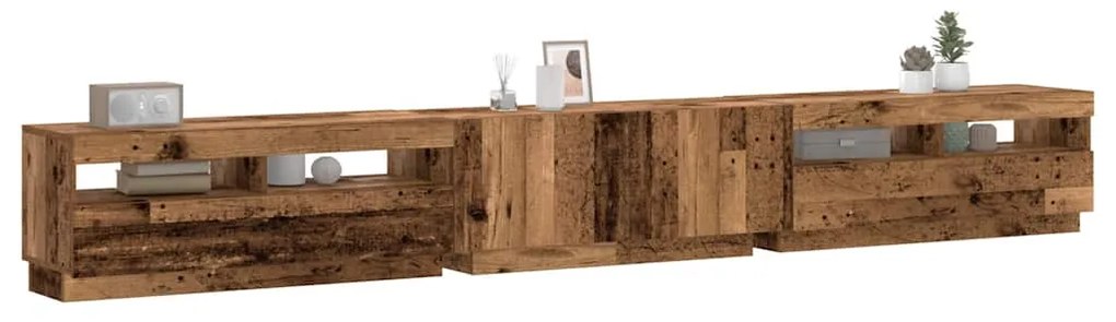 TV stolek s LED old wood 300x35x40 cm kompozitní dřevo 3329169