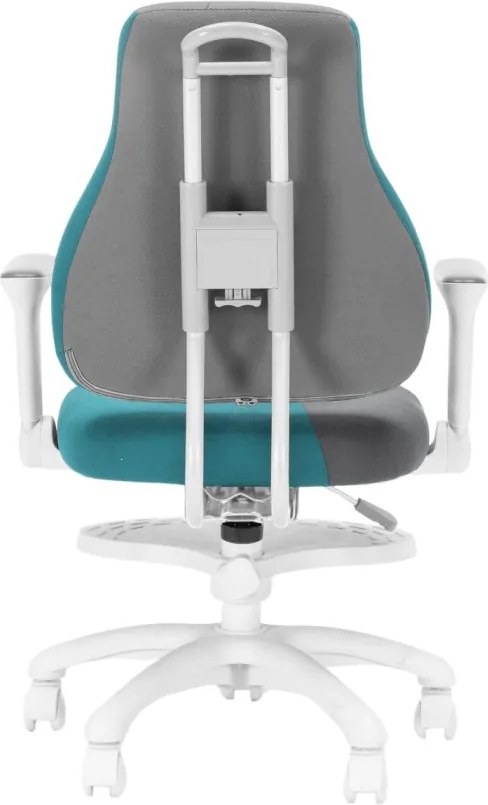 Dětská rostoucí židle Neoseat KINDER WHITE PLUS — látka, šedá / tyrkysová