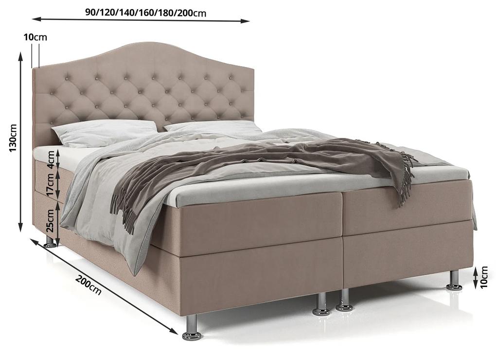SFAB Kontinentální čalouněná postel MARS (90x200 cm) Látka Velutto: Velutto 18 - Šedá