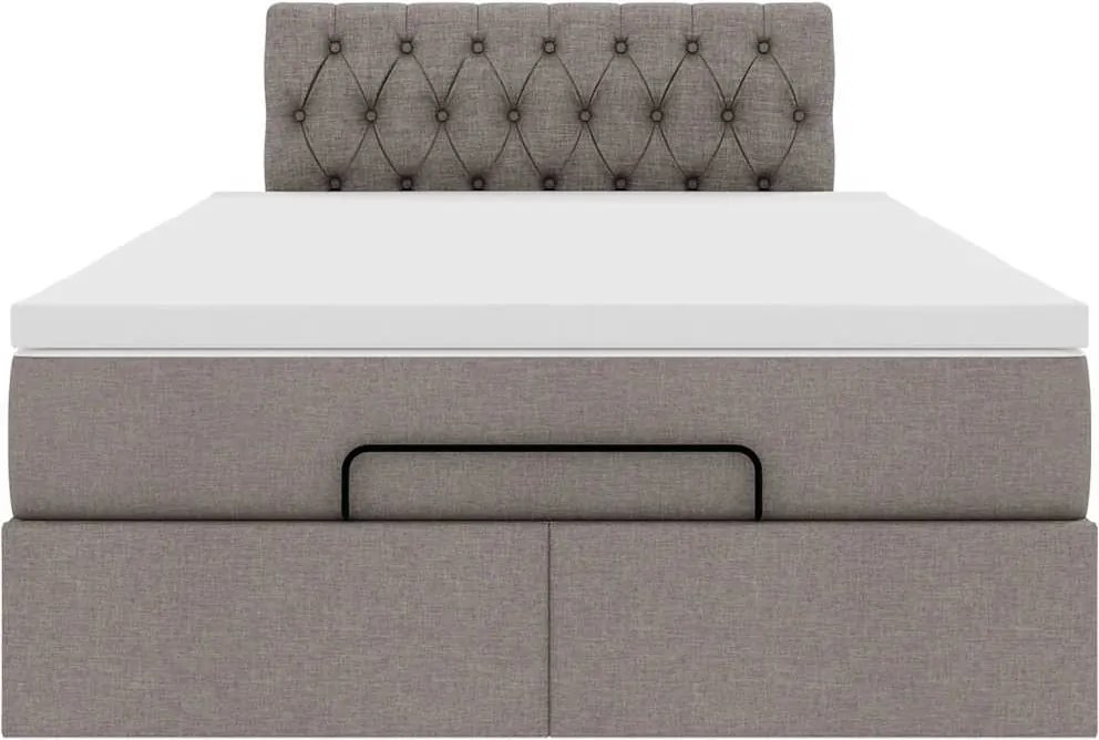 Osmanský rám postele s matrací taupe 120x200cm textil 3311536