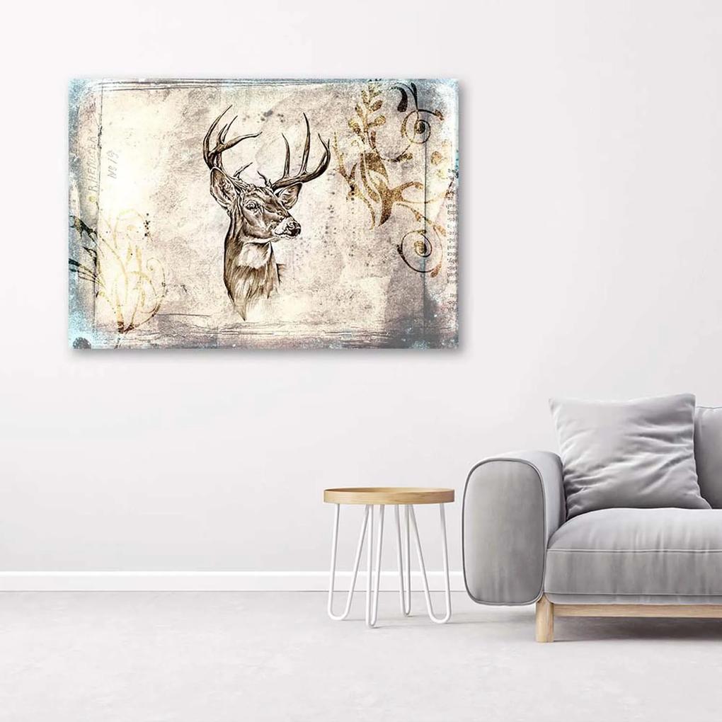 Gario Obraz na plátně Nákres hlavy jelena Rozměry: 60 x 40 cm