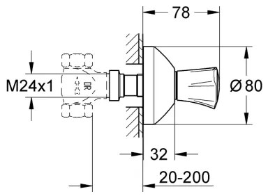 GROHE 19806001 - Vrchní díl podomítkového ventilu COSTA L 20-200 mm lesklý chrom