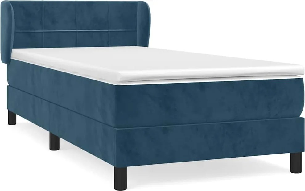 Box spring postel s matrací tmavě modrá 100x200 cm samet 3127479