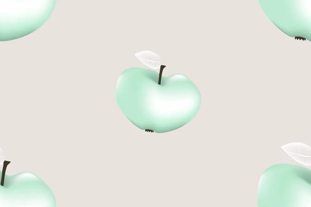 Tapeta jablíčka zelená - 75x1000 cm