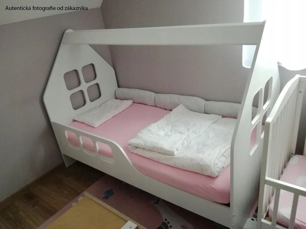 Dětská domečková postel KIDHOUSE se šuplíkem - sonoma - pravá - 160x80 cm