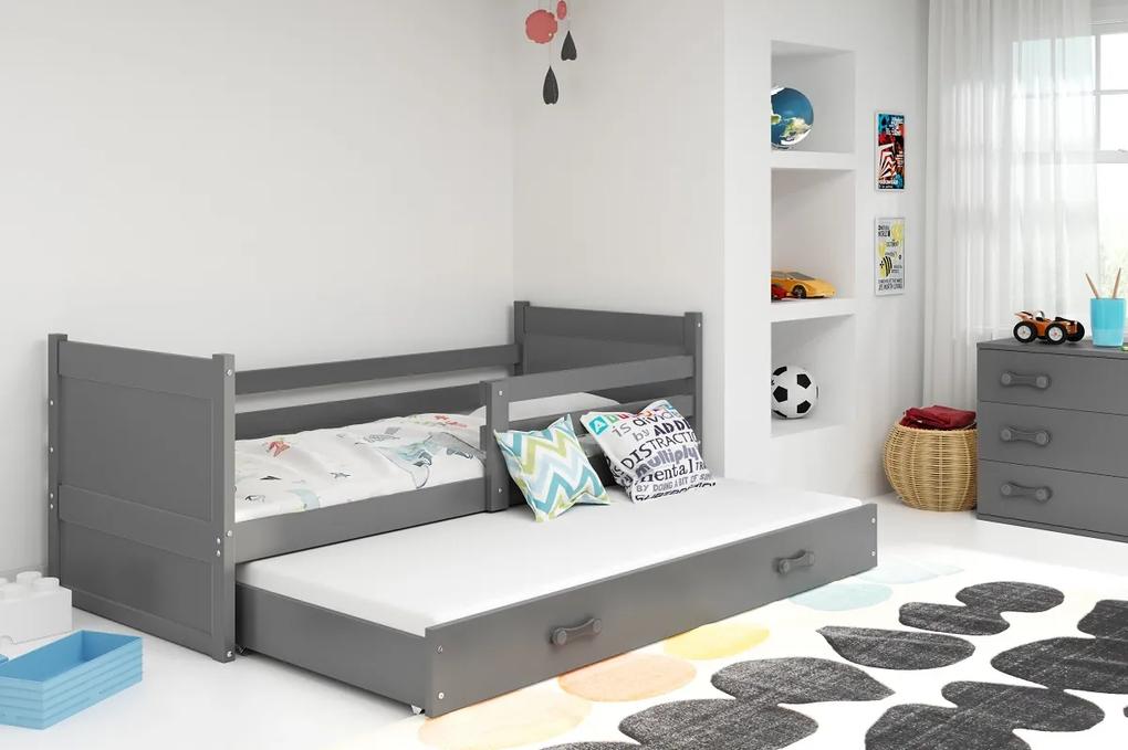 BMS Group Dětská postel s výsuvnou přistýlkou RICO grafit Velikost postele: 190x80 cm, Barva výplní: Růžová