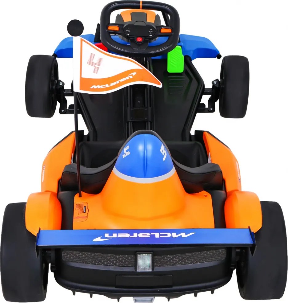 Ramiz Dětská motokára na baterie McLaren Drift oranžová + funkce driftu + sportovní sedadlo + LED světla
