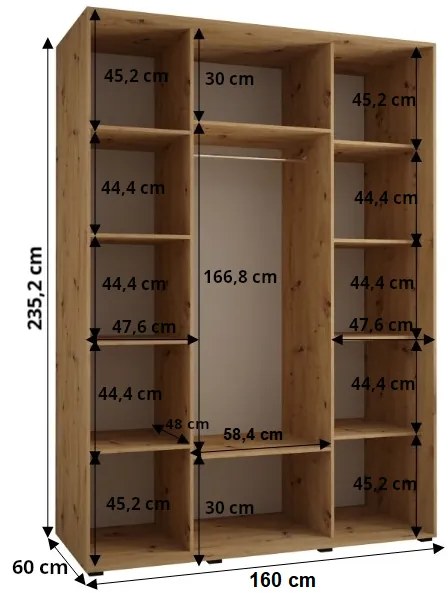 Šatní skříň ASIRI 1 - 160/60 cm, bílá / černá