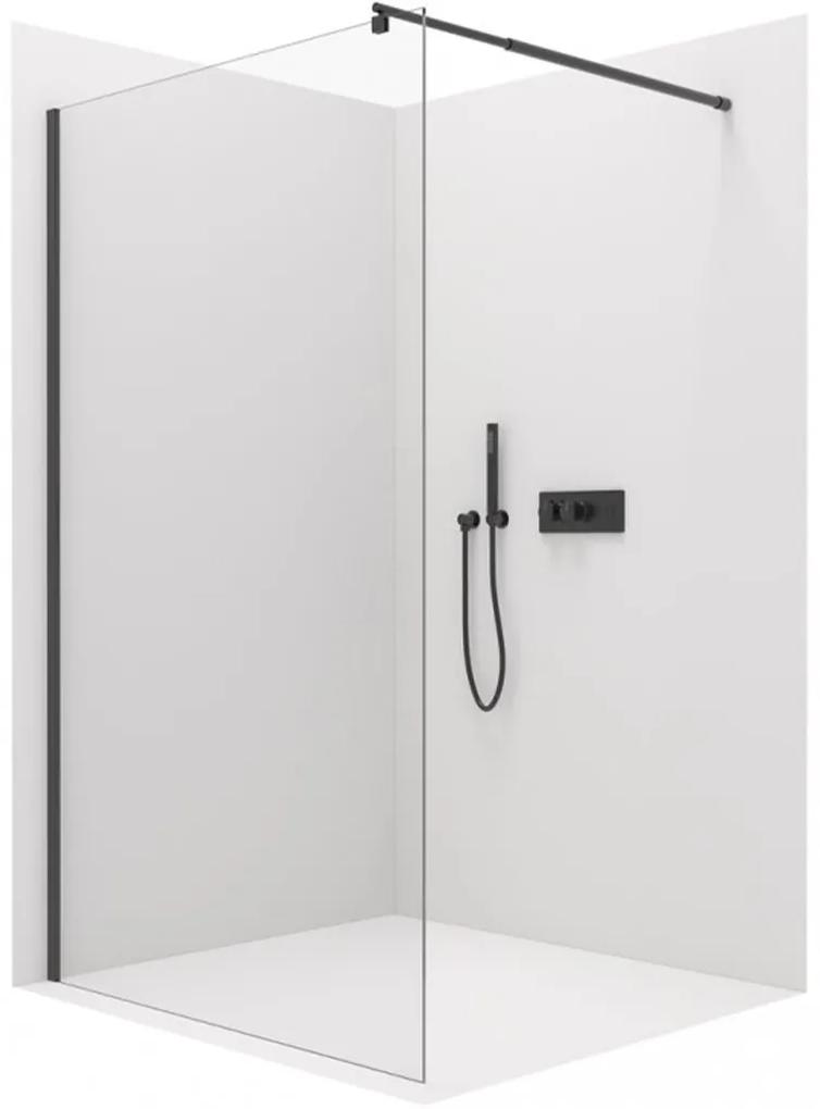 Cerano Onyx, sprchová zástěna Walk-in 110x200 cm, 8 mm čiré sklo, černý profil, CER-CER-DY101B-110-200