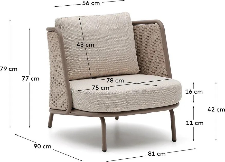 Krémové/taupe polstrované zahradní křeslo Sedalis – Kave Home
