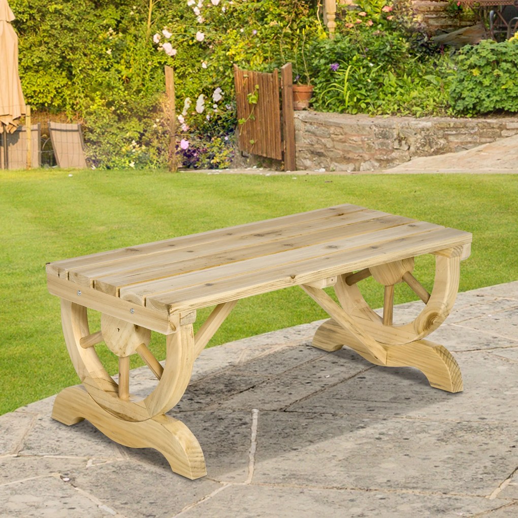 Zahradní lavice Outsunny dřevo odolné proti povětrnostním vlivům 98 x 50 x 39,5 cm rustikální lavice pro zahradní nábytek v přírodní barvě | Aosom.de