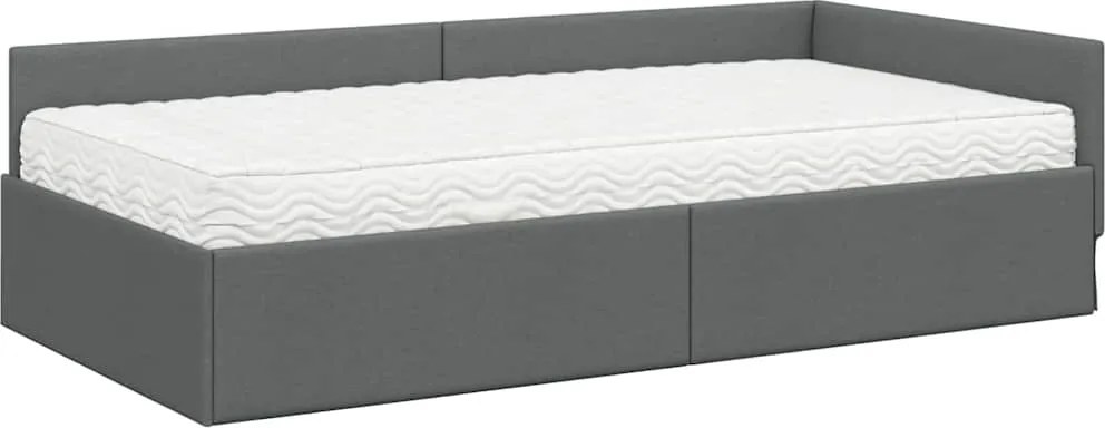 Rohový rám postele s matrací Jiný s čelo 2 ks Šedá textil 3393606