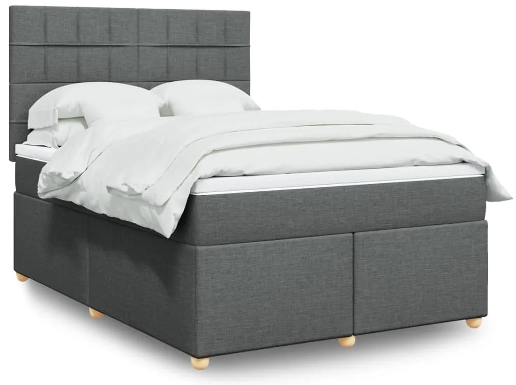 Box spring postel s matrací tmavě šedý 140 x 190 cm textil