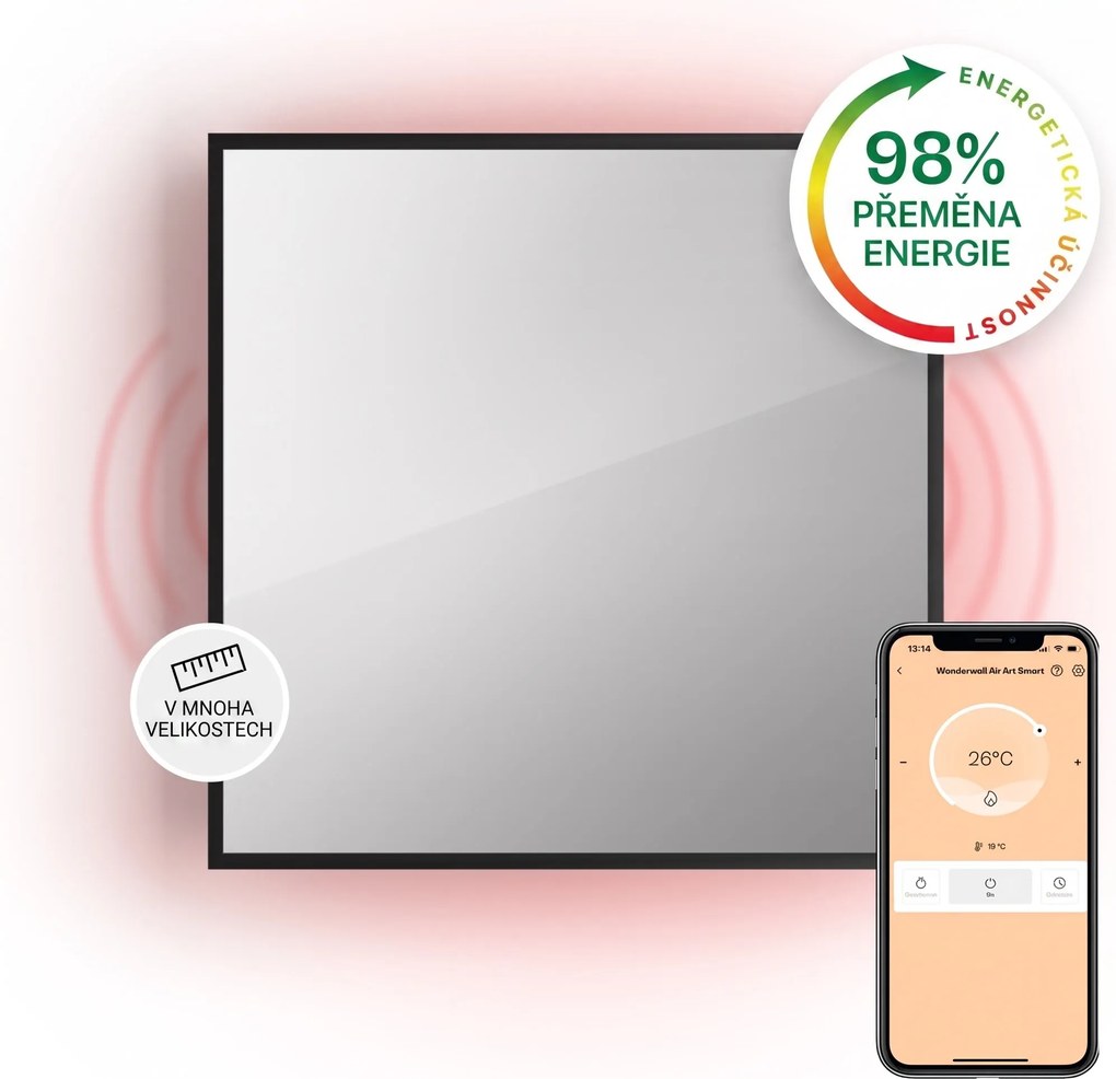 Klarstein La Palma 500, infračervený ohřívač 2 v 1, smart, 60 x 60 cm, 500 W, zrcadlová přední strana