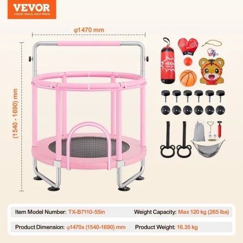 Trampolína 139,7 cm pro děti Mini trampolína pro batolata se sítí pro vnitřní