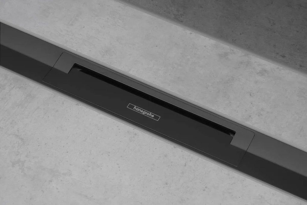 Hansgrohe RainDrain Flex, vrchní sada sprchového žlabu 1200, zkracovatelný, pro instalaci volně na plochu, černá matná, HAN-56047670