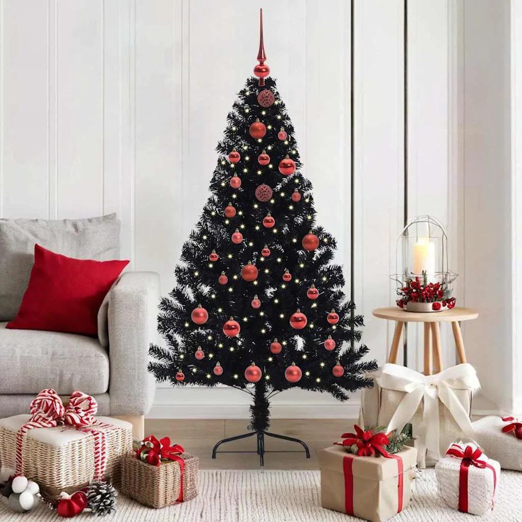 Umělý osvětlený vánoční stromeček Černá 150 cm PVC 3397128