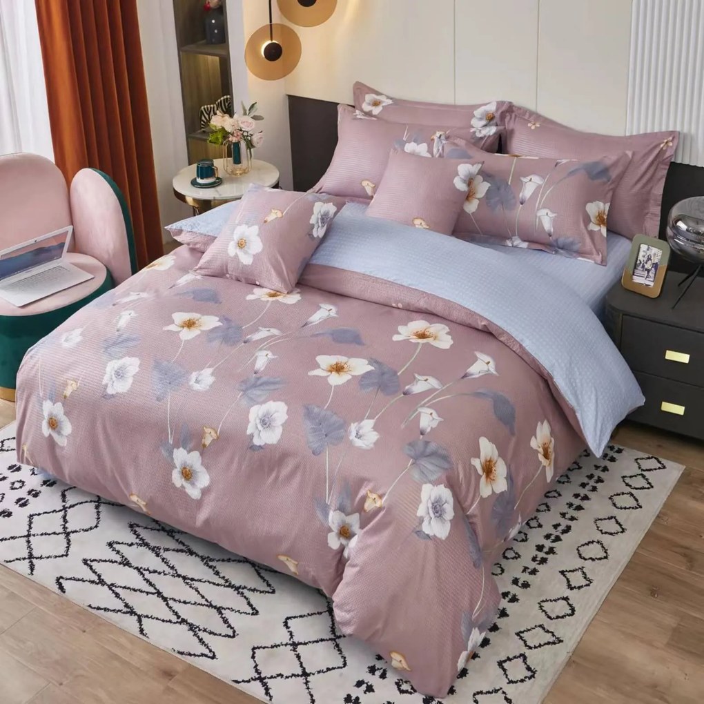 3 dílné povlečení Krepové polycotton Nela starorůžová 200x140cm+90x70cm TiaHome