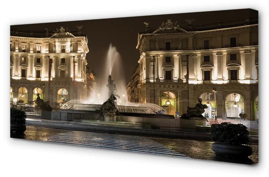 Obrazy na plátně Rome Fountain Square v noci 125x50 cm