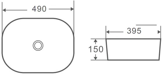 Hydroland Keramické umyvadlo na desku Aurora 49x39,5 cm, bílé