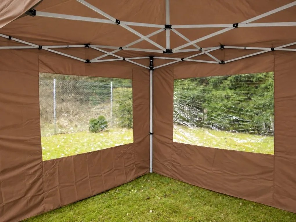 Nůžkový párty stan 3 × 6 m s bočními stěnami, béžový