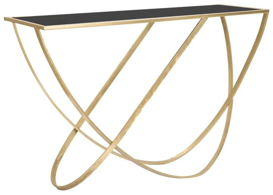 Konzolový stolek se skleněnou deskou v černo-zlaté barvě 40x120 cm Ring – Mauro Ferretti