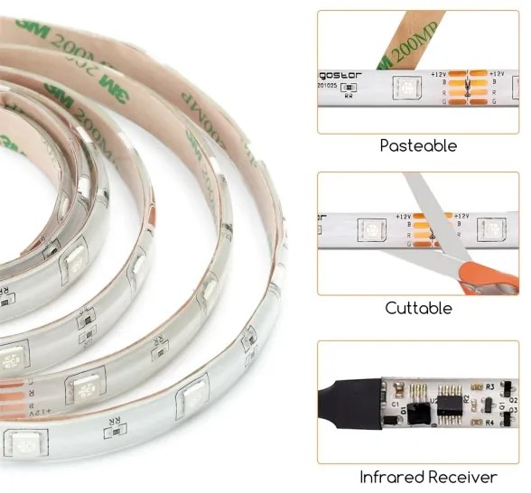 Aigostar - LED RGB Stmívatelný venkovní pásek 3m LED/24W/12/230V IP65 + DO