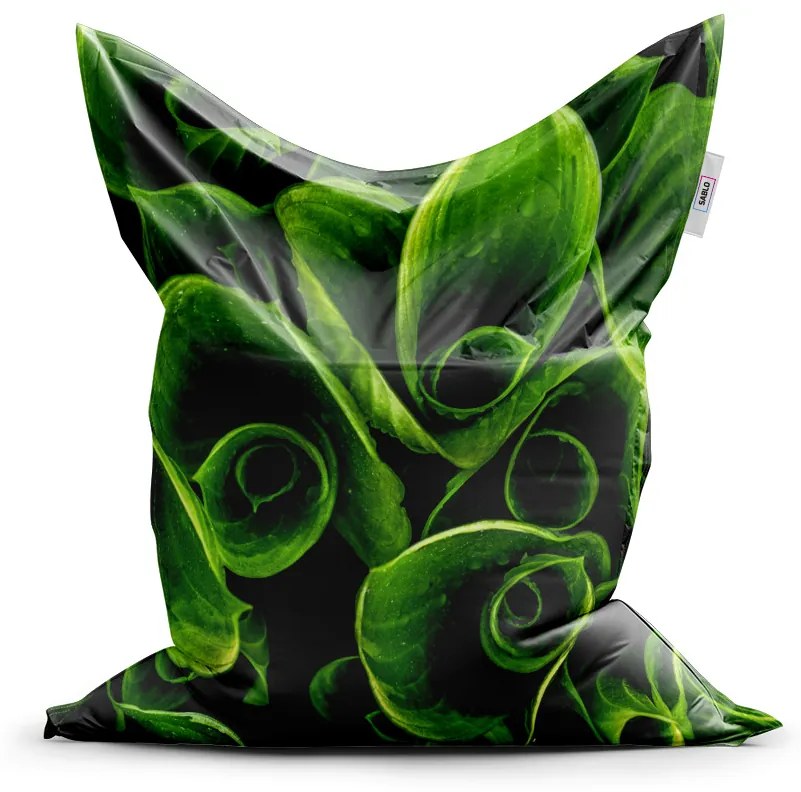 Sedací vak SABLIO - Zelené listy 150x100 cm