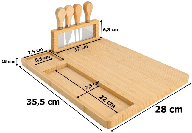 Servírovací deska SALERS s příborem, bambusová