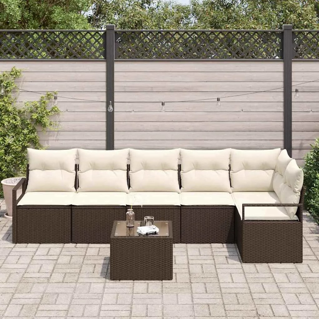 Set pohovek 7 ks Hnědá polyratan 3346408