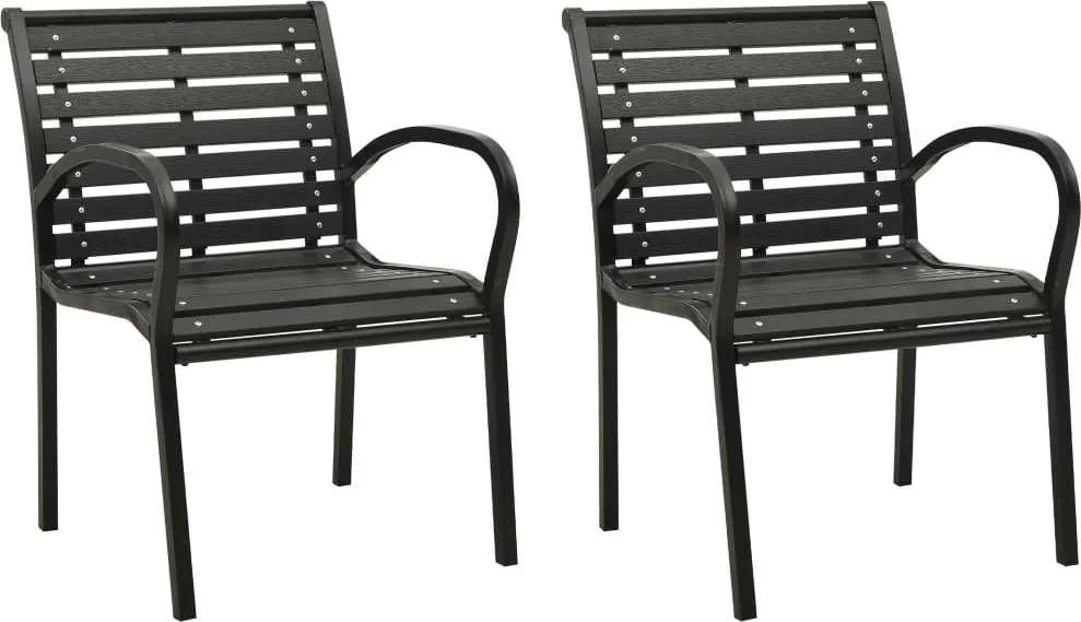vidaXL Zahradní židle 2 ks ocel a WPC [312034] Barva: Černá