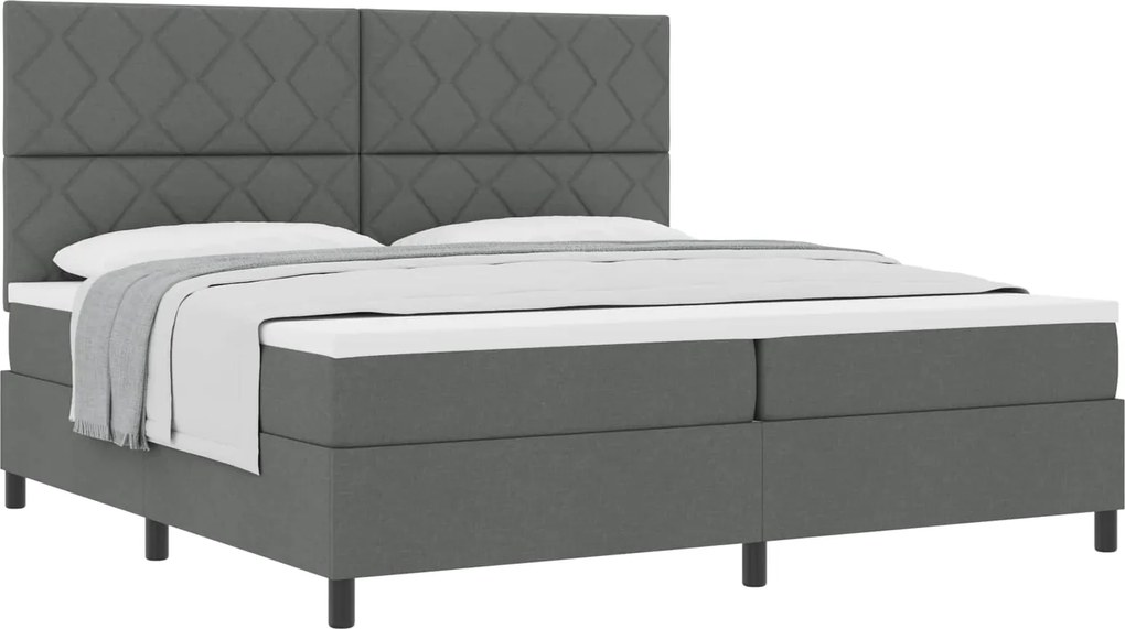 Postel s boxspringem s čelo Tmavě šedá 200 x 200 cm textil 3339491