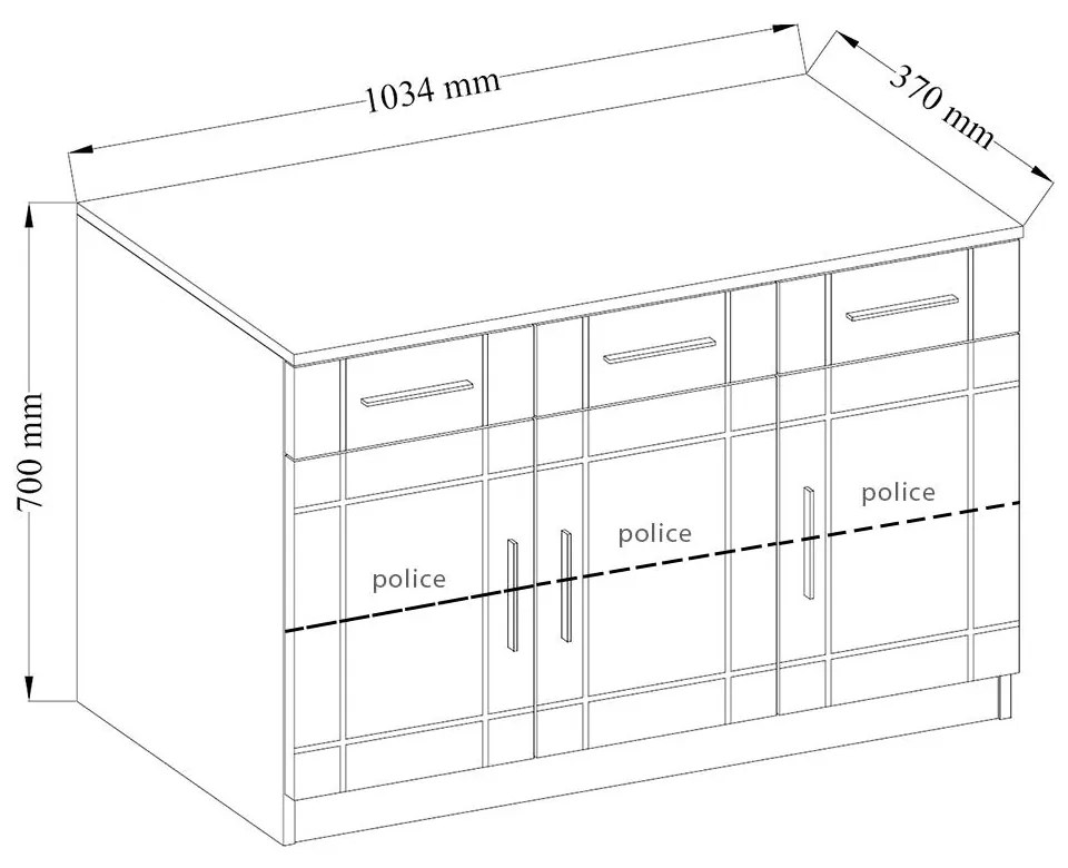 Komoda Paris 3F3S | 103,4 cm | sonoma/bílá MDF