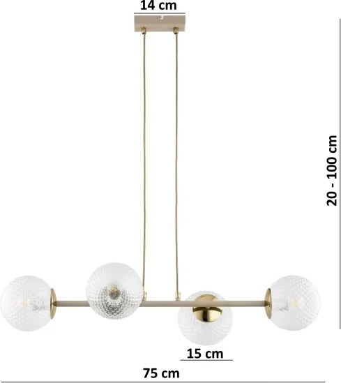 Brilagi - Lustr na lanku STELLA 4xE27/60W/230V béžová/zlatá