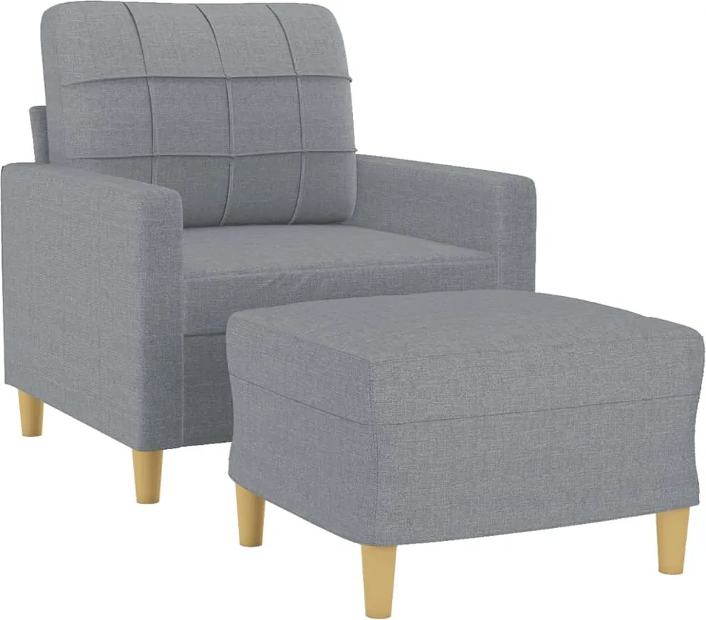 Křeslo s podnožkou světle šedé 60 cm textil 3200993