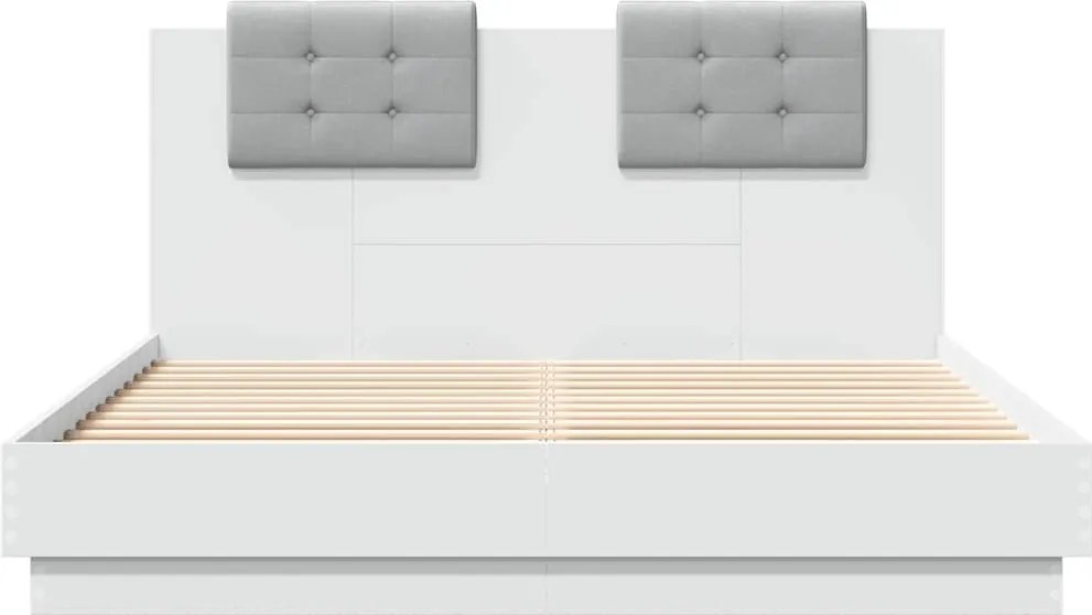 Rám postele s čelem a LED osvětlením bílý 150 x 200 cm 3210003