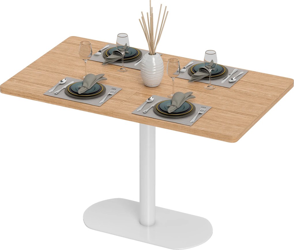HOMCOM obdélníkový jídelní stůl pro 6 osob, 120 x 70 x 75 cm, kuchyňský stůl s podstavcem a tlustou deskou, dub bílý