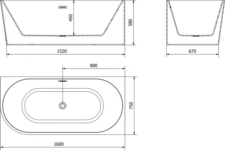 Mexen Mia, volně stojící rohová vana, pravá, 160 x 75 cm, bílá-černá, měděný přepad, 52691607575P-65
