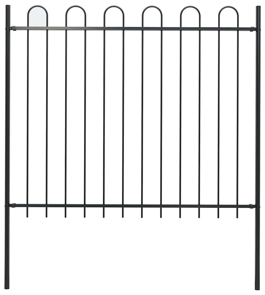 Zahradní plot BOXTEL s obloukem nahoře ocelový 170 x 150 cm černý 144932