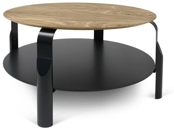Černý konferenční stolek s deskou v dekoru ořechového dřeva TemaHome Scale