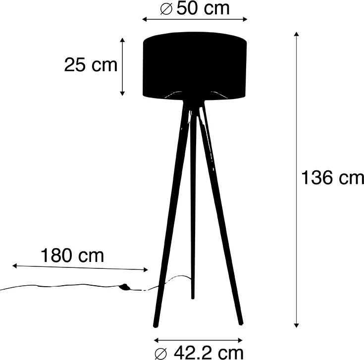Stojací lampa stojan černá s šedým stínítkem 50 cm - Tripod Classic