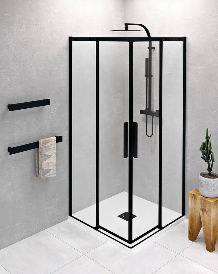 Polysan Polysan, ALTIS LINE BLACK čtvercová sprchová zástěna 900x900 mm, rohový vstup, čiré sklo, AL1592BAL1592B