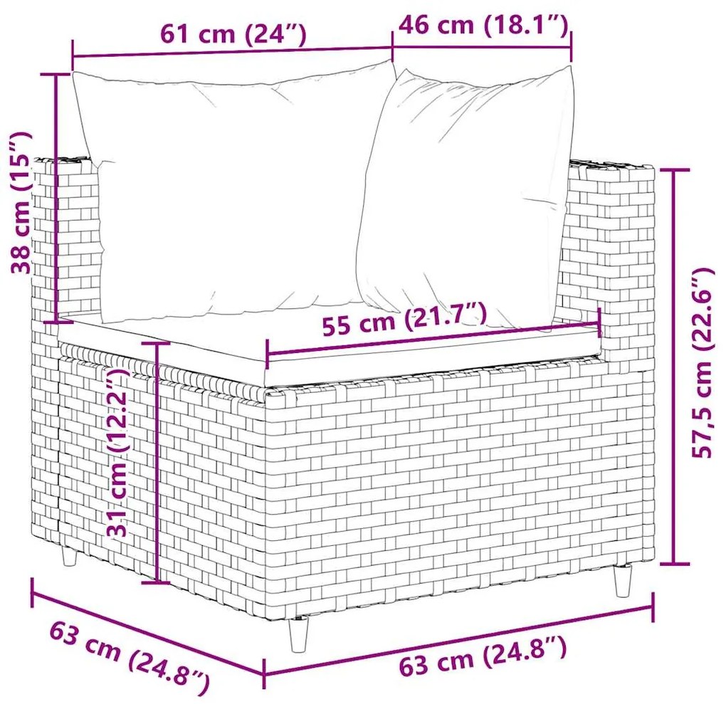 4Dílná Zahradní Sedací Souprava S Poduškami Šedá Polyratan - Šedá a modrá / 4