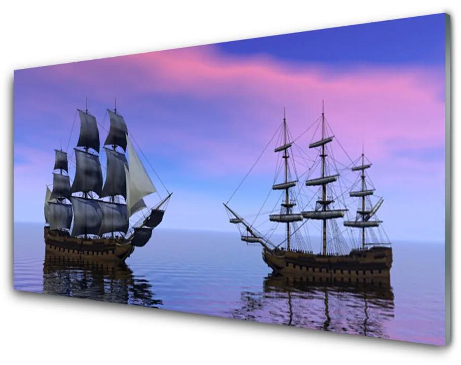 akrylový obraz Lodě Moře Krajina 140x70 cm