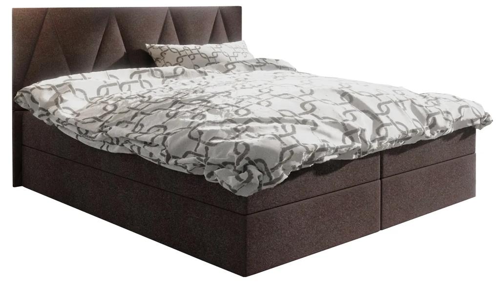 Manželská postel Boxspring 160 cm Fade 3 (tmavě hnědá) (s matrací a úložným prostorem). 1046511