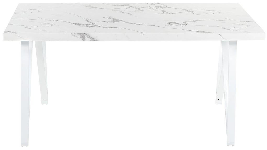Jídelní stůl s mramorovým efektem 160 x 90 cm bílý/šedý GRIEGER Beliani